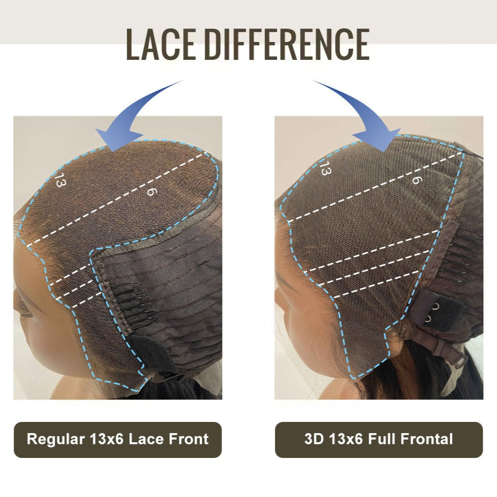 3D 13X6 Full Frontal HD Lace Clean Hairline Water Wave Human Hair Skin ...