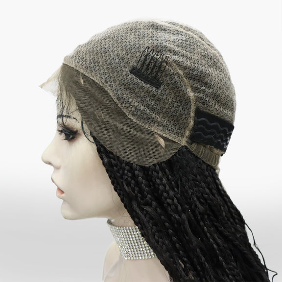 36 inch Knotless Box Braid Sythetic Fiber Wig with Baby Hair Double ...