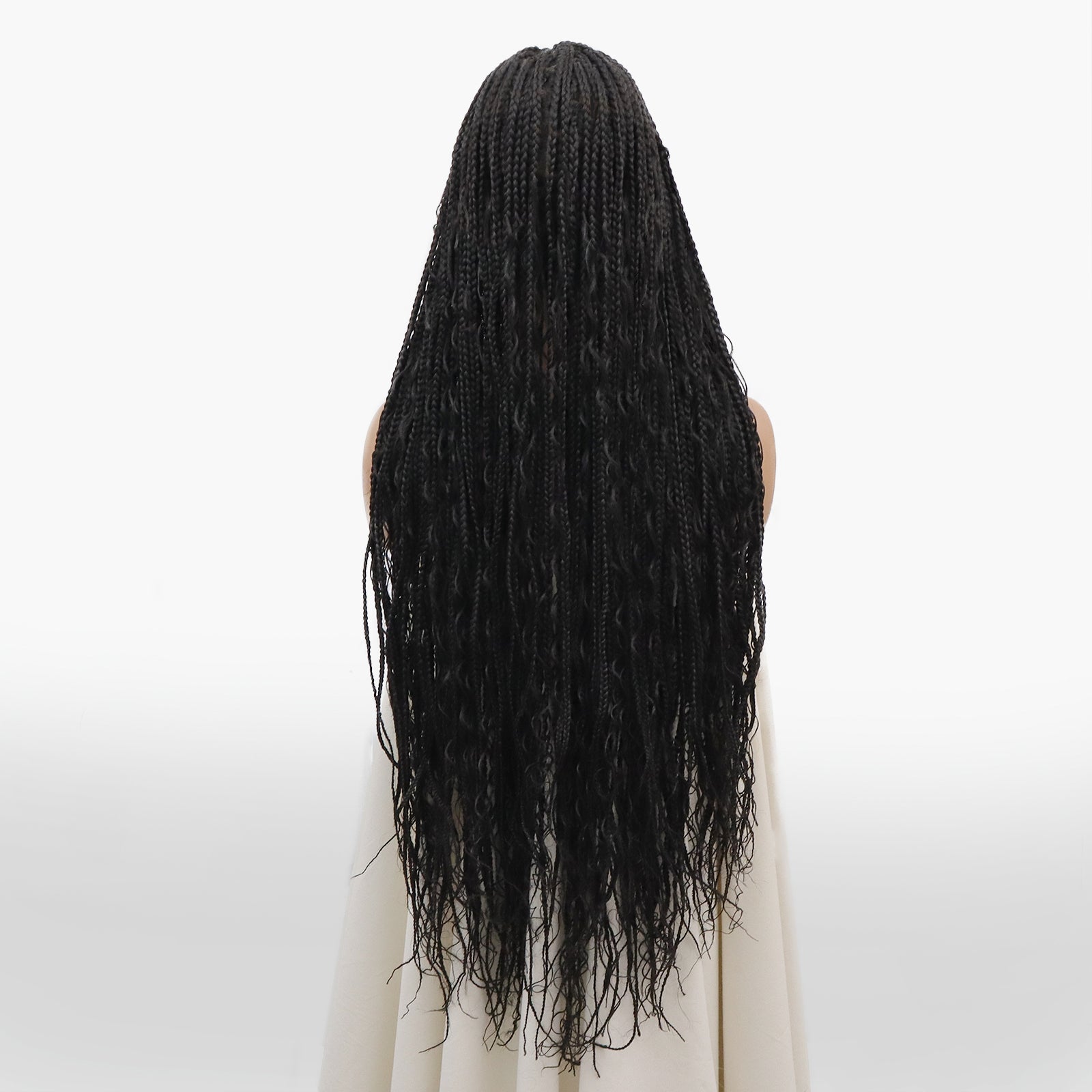 36 inch Knotless Box Braid Sythetic Fiber Wig with Baby Hair Double ...