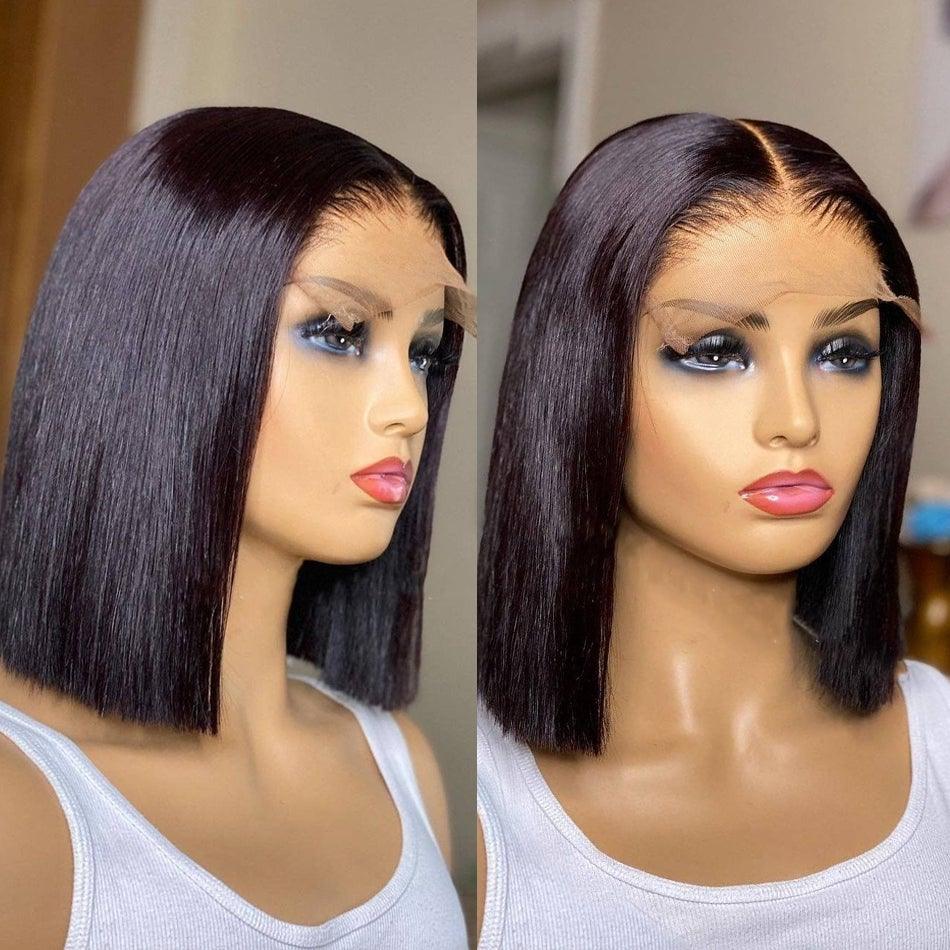 Silky Straight Blunt Cut Bob Undetectable Hd 5x5 Glueless Lace Closure